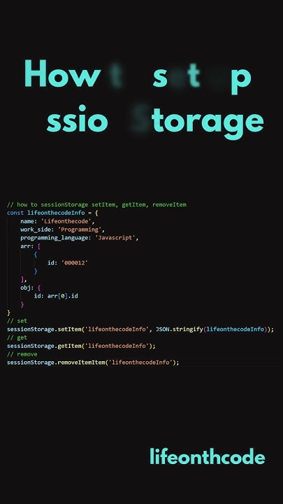 How to set up sessionStorage #shortfeed #shortsvideo #shorts #coding #code #javascript - YouTube