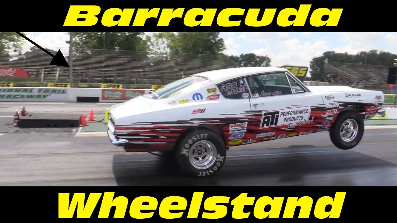 10 Second Plymouth Barracuda Wheelstand Jegs SPORTSNationals - YouTube