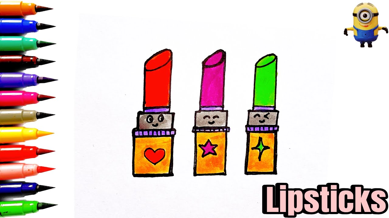 Lipsticks Drawing | How to Draw Different Lipsticks | Makeup item ...