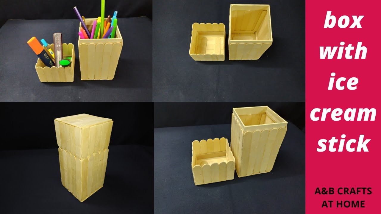 Box with ice cream stick | A&B Crafts at home - YouTube