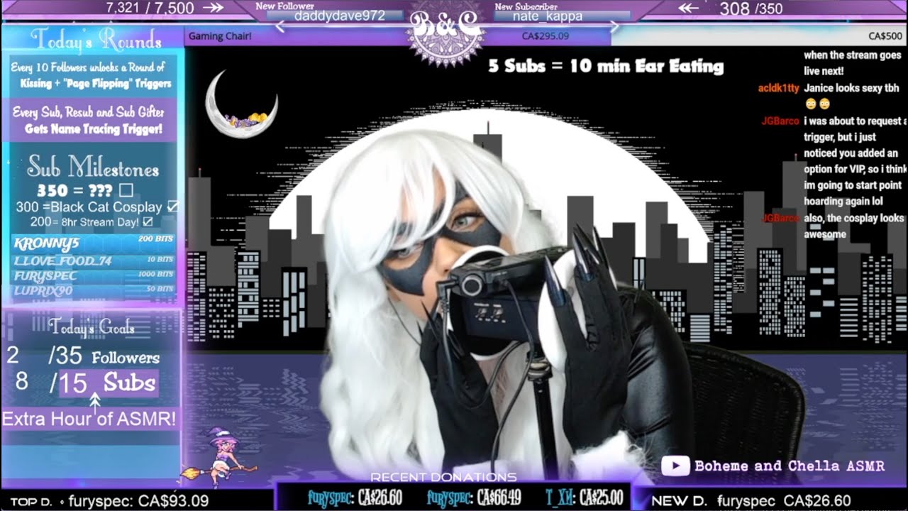 ASMR // BLACK CAT Tries EAR EATING & EAR LICKING \\ Twitch Highlights ...