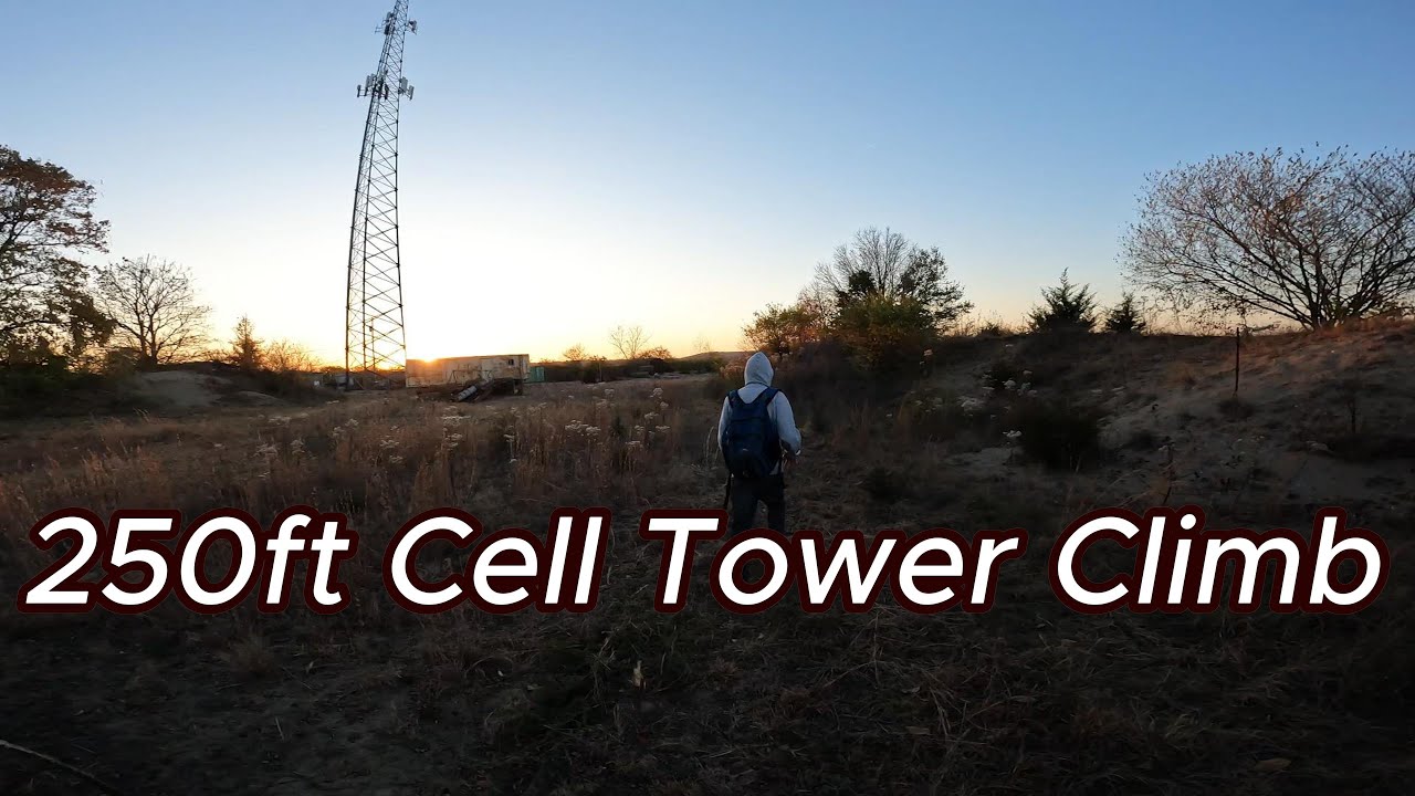 250ft Cell Tower Climb on Pegs - YouTube