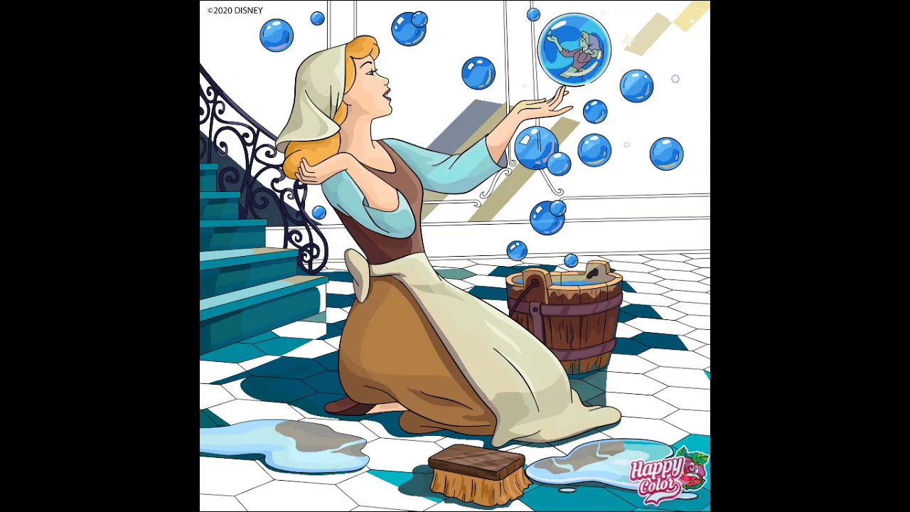 #Раскраска Happy Color. ДИСНЕЙ DISNEY. #Золушка моет пол. Мультфильм ...