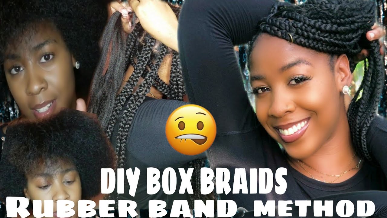 BOX BRAIDS (DIY rubber band method) - YouTube