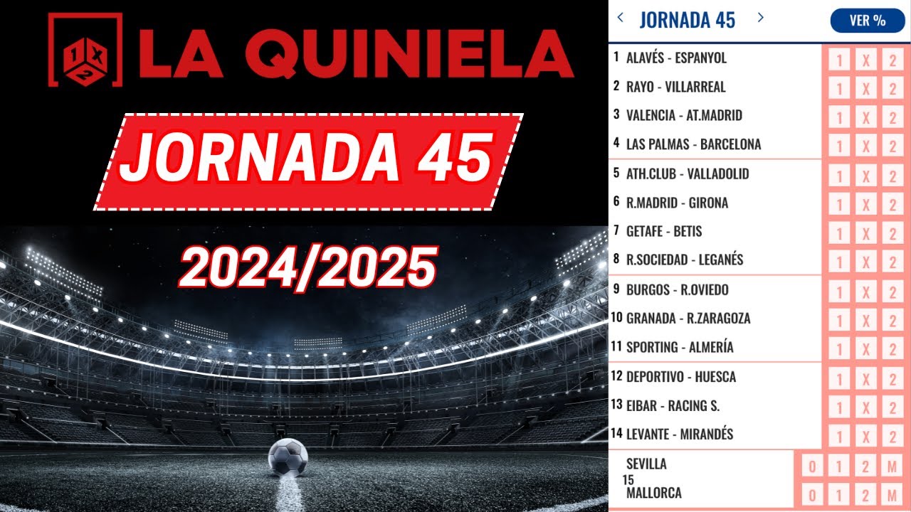 LA QUINIELA Jornada 45 Análisis y Pronósticos 2024 / 2025 - YouTube
