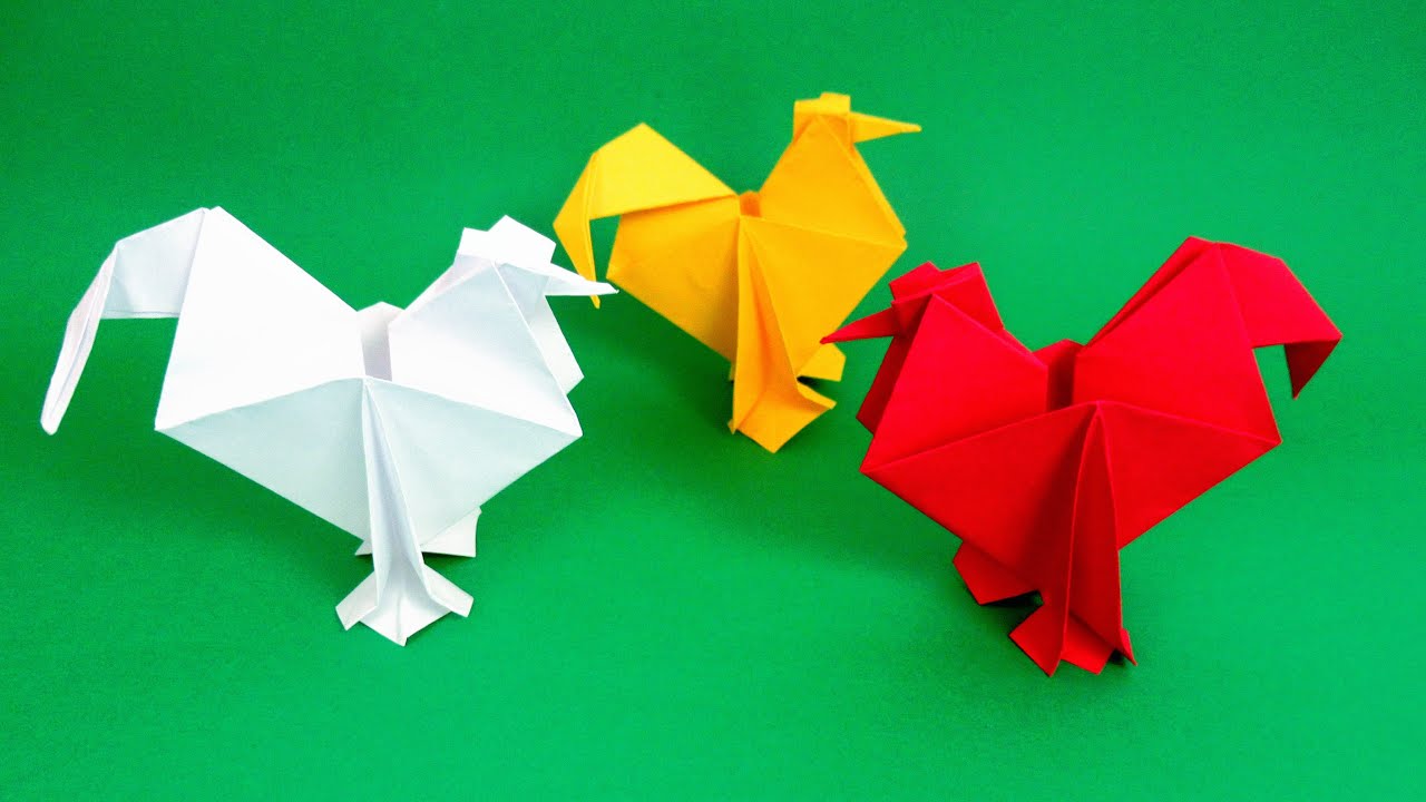 How to make a rooster out of paper Origami out of paper - YouTube