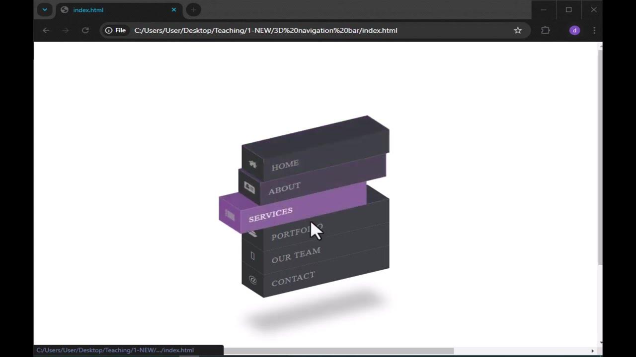 3D navigation bar | HTML CSS | DoolotTech - YouTube