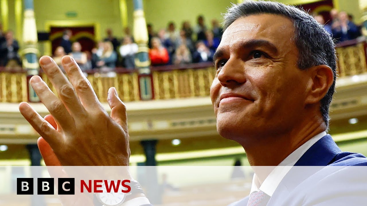 Spain's Pedro Sánchez wins new term as prime minister - BBC News - YouTube