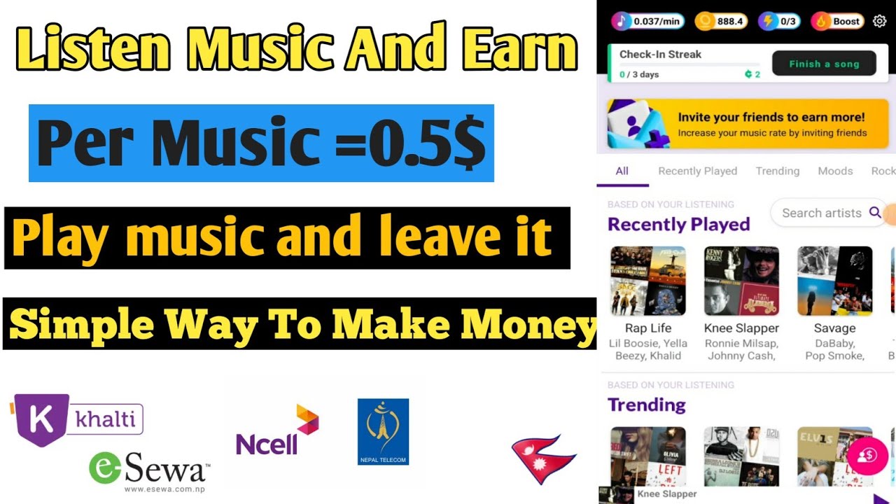 New Earning App in 2023 | Listen Music and earn money 🔥|play music and ...