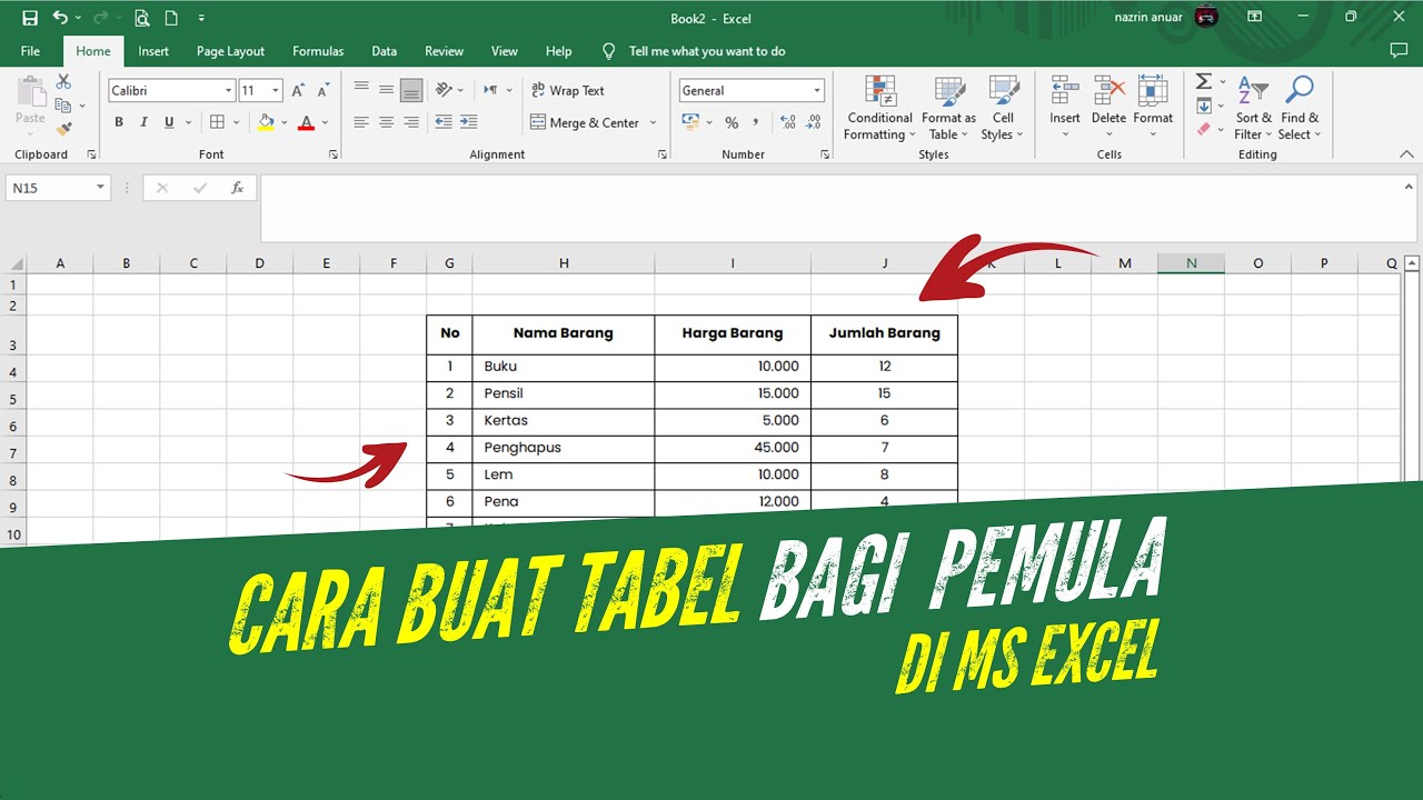Cara Membuat Tabel di Excel Bagi Pemula - YouTube
