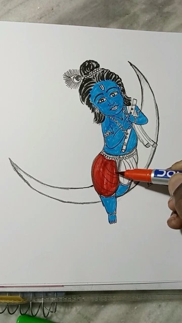 Krishan ji drawing colour/how to draw krishna ji/chitra/drawing #trends ...
