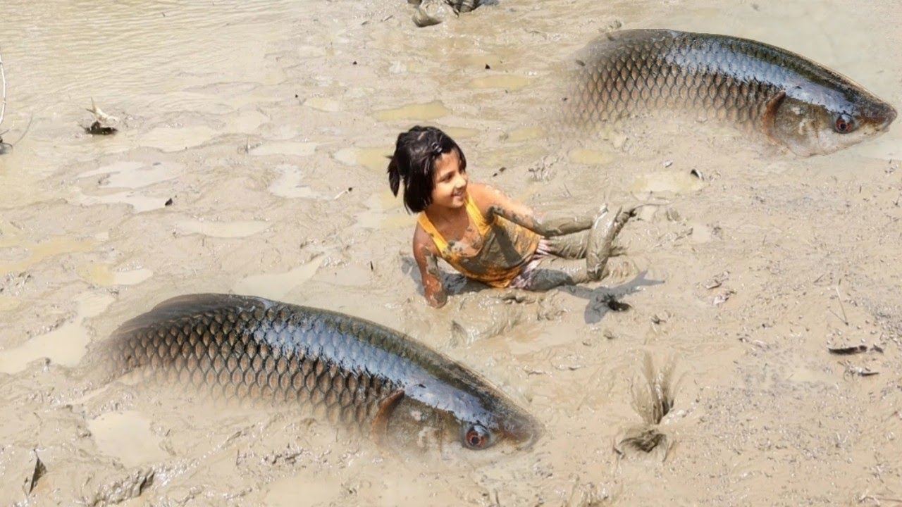 Amazing new Big Fish Catching By Hand |Traditional Girl Big Fish Catch ...