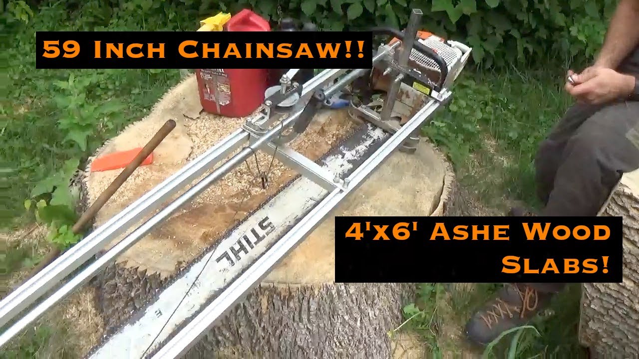 Taking Down a 4 Foot Wide Tree and Using a 59inch Chainsaw to Make 4'x6 ...