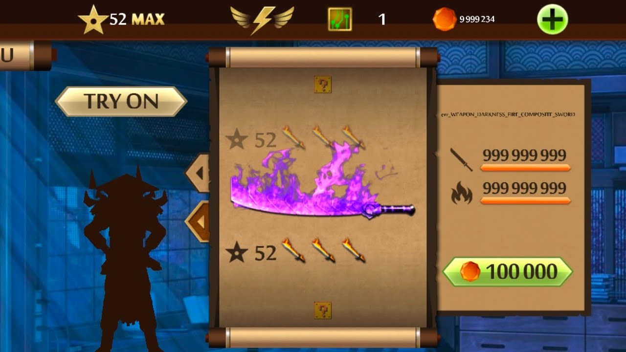 Shadow Fight 2 The Most Powerful Darkness Fire Composite Sword - YouTube