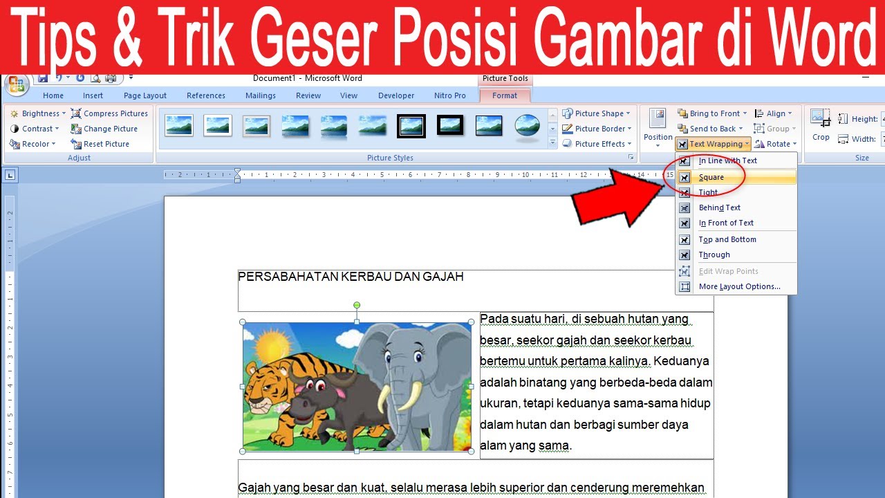Tips dan Trik Menggeser Gambar di Word Menggunakan Pilihan Layout - YouTube