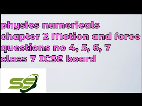 physics numericals chapter 2 Motion and force class 7 ICSE board ...