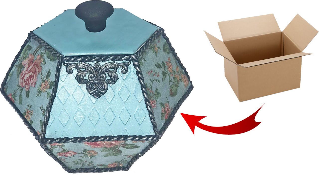 DIY CARDBOARD BOX WITH NAPKIN / UNUSUAL CARDBOARD BOX / BEAUTIFUL BOX ...