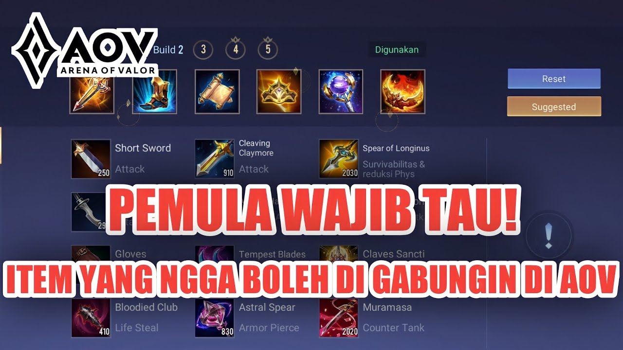 PEMBAHASAN ITEM DI AOV !! PENTING!! PEMULA WAJIB TAU!!! - ARENA OF ...