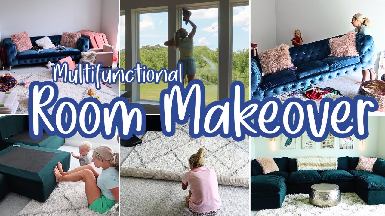 MULTI-FUNCTIONAL ROOM MAKEOVER / MOVIE ROOM IDEAS / PLAYROOM MAKEOVER ...