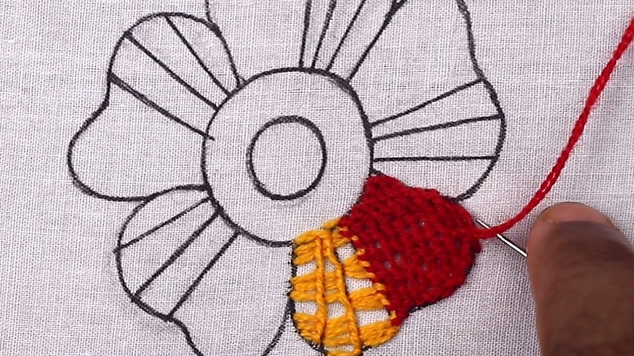 amazing flower embroidery design with 6 different basic stitches for ...