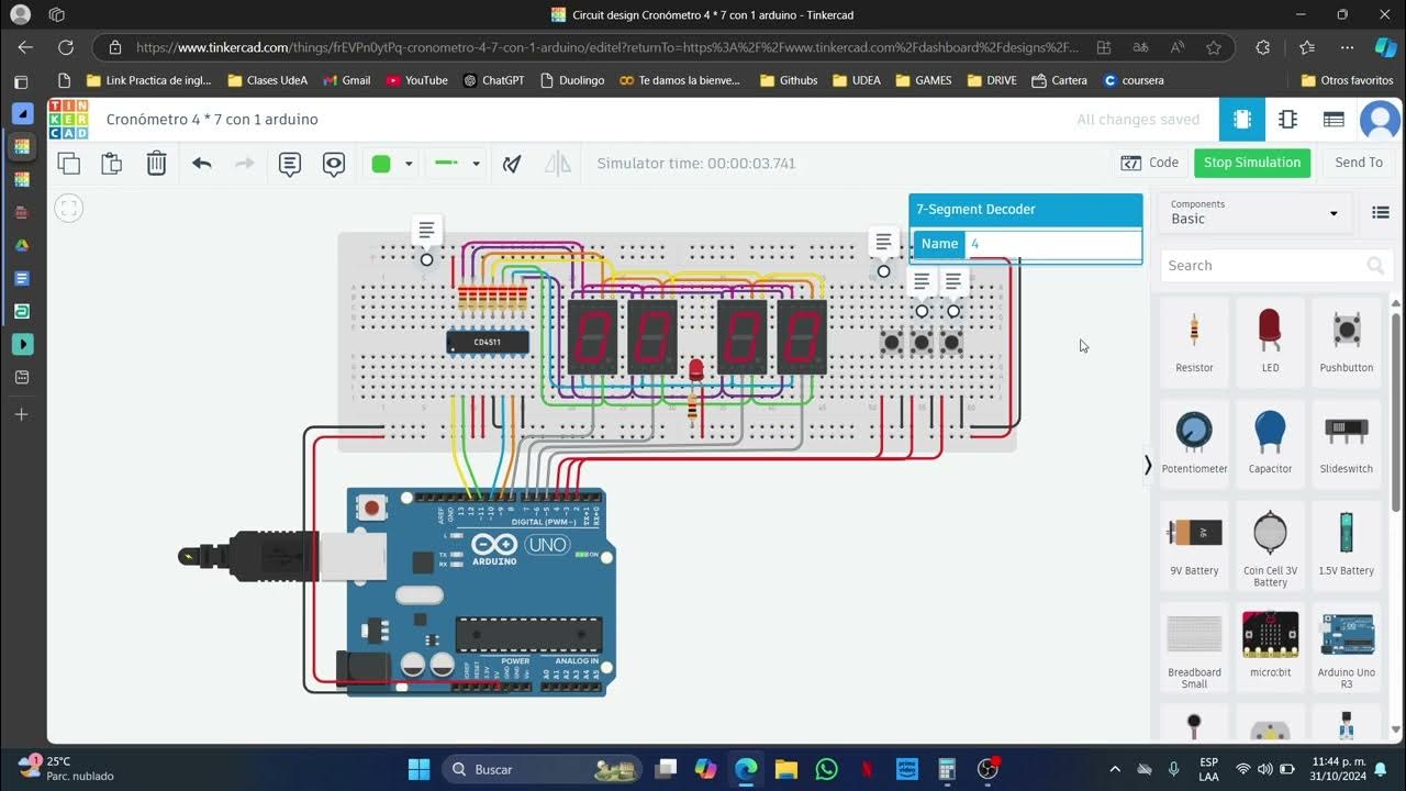 Cronómetro 4 * 7 con 1 arduino - YouTube