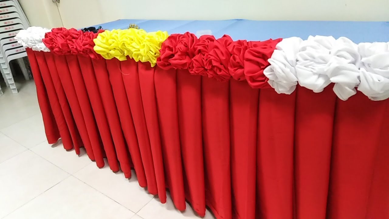Table skirting three colors rose pleats design. Single pleats. Knife ...