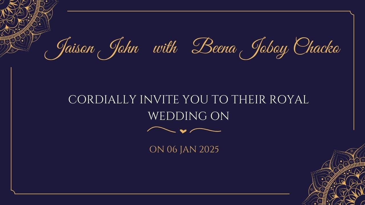 Jaison John with Beena Joboy Chacko Wedding | Live streaming | 0n 6th ...