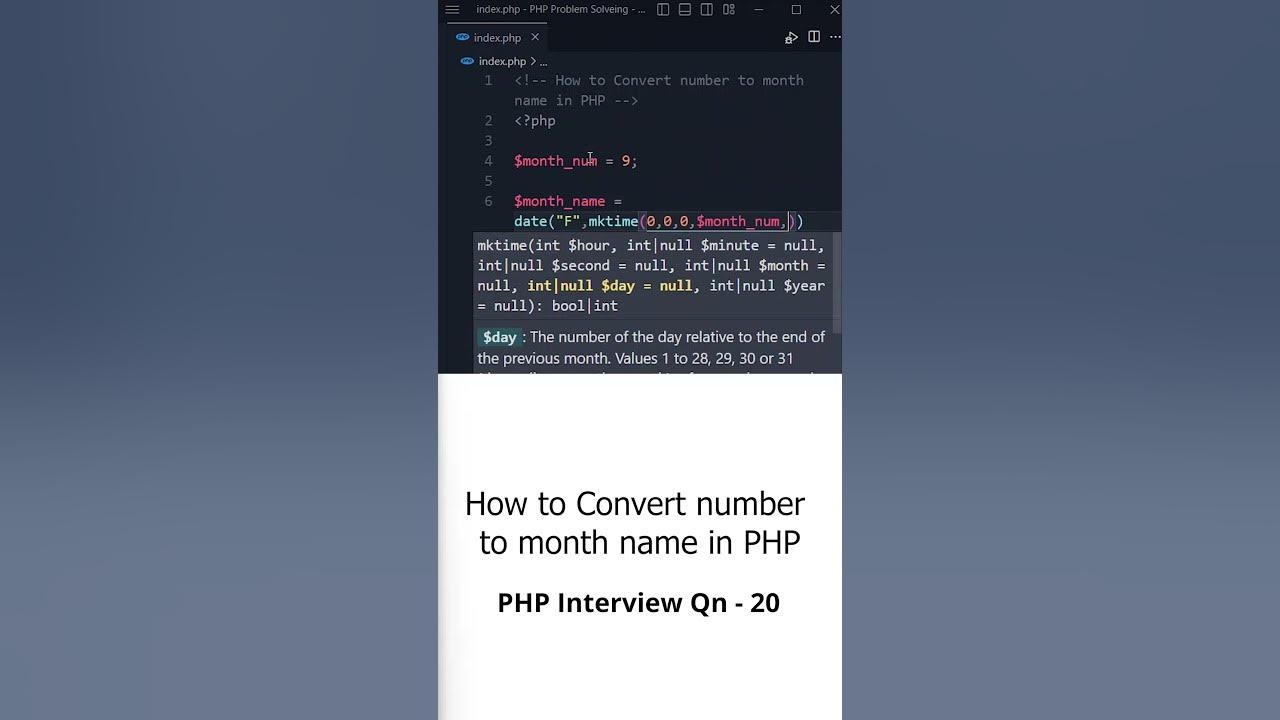 How To Convert Number To Month Name In PHP shorts youtubeshorts how-to-convert-number-to-month-name-in-php-shorts-youtubeshorts