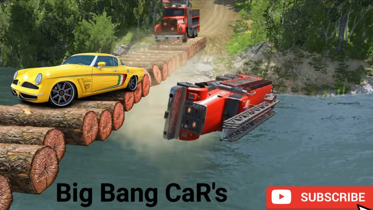 High speed CaR's vs wooden Bridge ! Beamng car drive #Big Bang CaR's ...