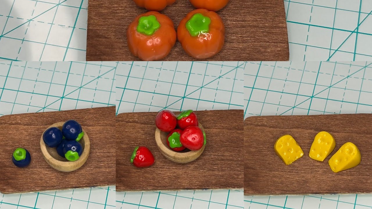 Kawaii miniature polymer clay fruits and veggies (diy) - YouTube