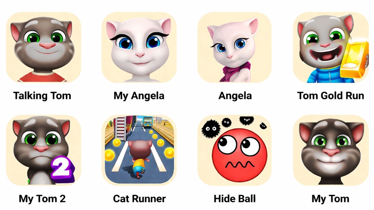 TALKING TOM, MY ANGELA,ANGELA, TOM GOLD RUN, MY TOM 2, CAT RUNNER, MY ...
