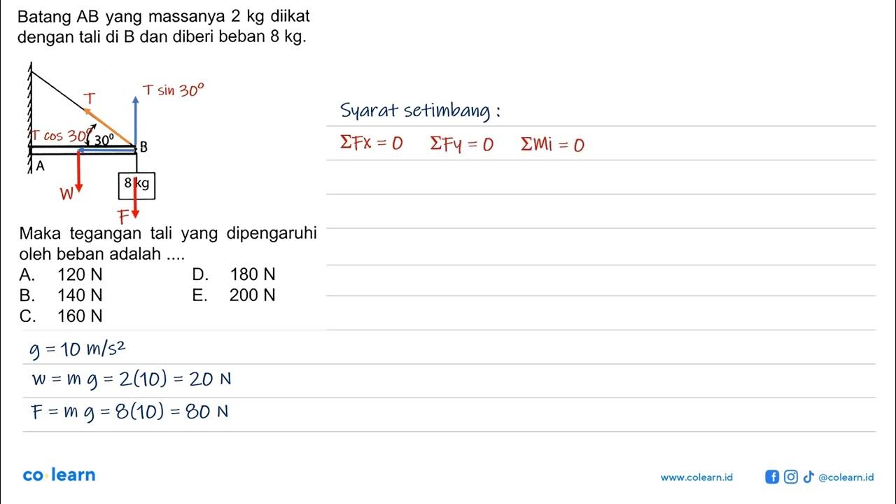 Batang AB Yang Massanya 2 Kg Diikat Dengan Tali Di B Dan Diberi Beban 8 batang-ab-yang-massanya-2-kg-diikat-dengan-tali-di-b-dan-diberi-beban-8