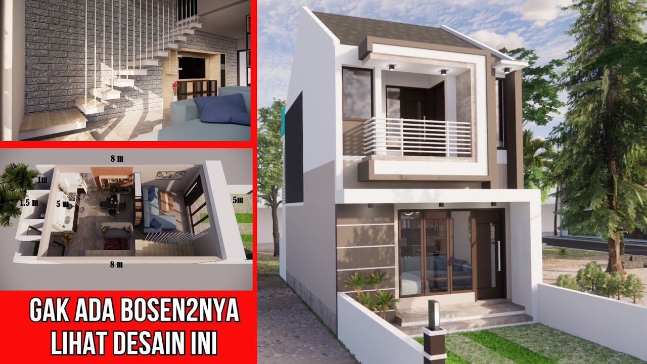 Rumah minimalis SPLIT LEVEL TERBAIK, uk 5x8 dg desain konstruksi dan ...
