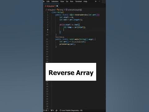Reverse Array #shorts #youtubeshorts #java #programming #coding #reversearray - YouTube
