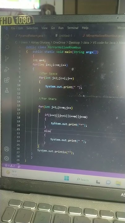 Hollow mirrored Rhombus Pattern(Java) - YouTube
