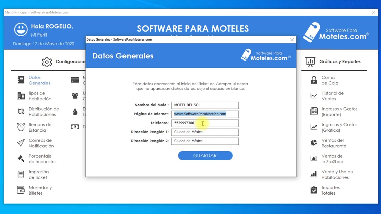 Software Para Moteles.com - ¿Cómo edito mis Datos Generales? - Administrador - YouTube