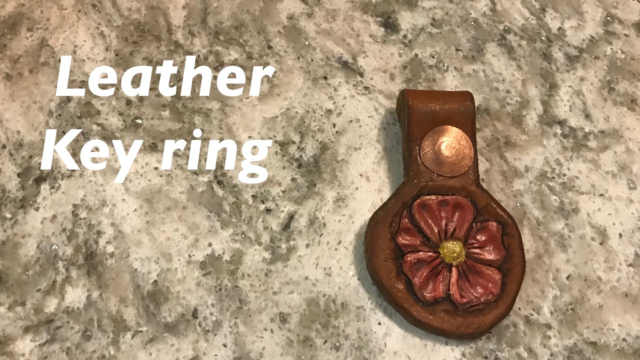 Beginner leather work project, key ring from scrap leather - YouTube