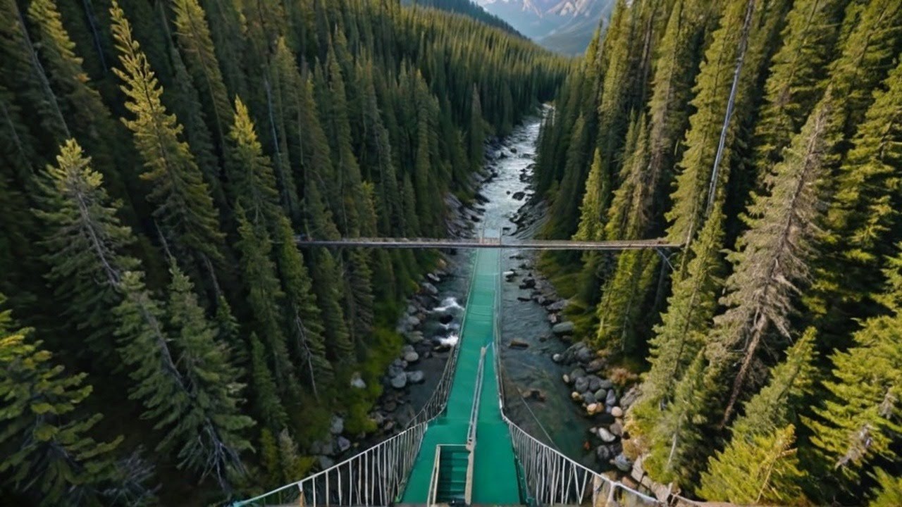 Hussaini Hanging Bridge Jasper National Park Drone 4K Footage - YouTube