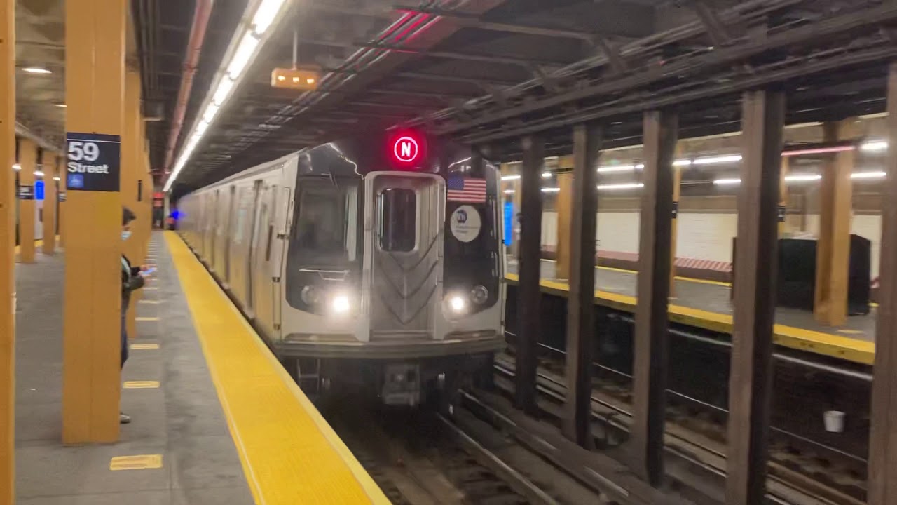 R160 #9078-9082 on Manhattan bound N train approaching 59 St - YouTube