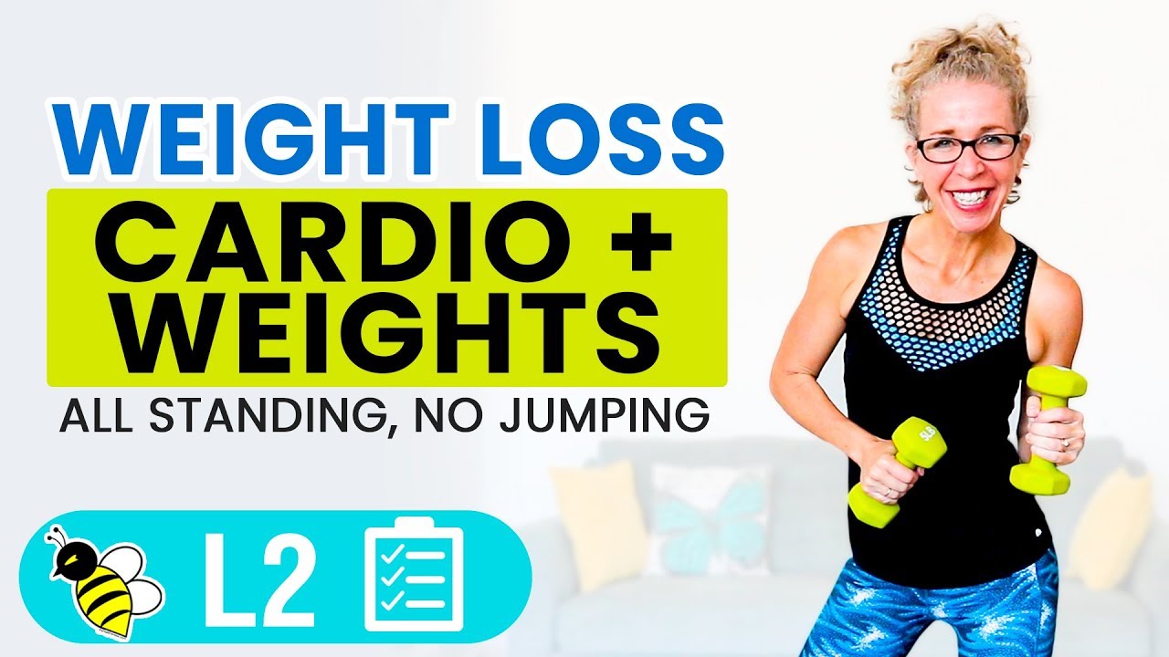 25 Minute WEIGHT LOSS Low Impact Cardio + Weights Workout - YouTube