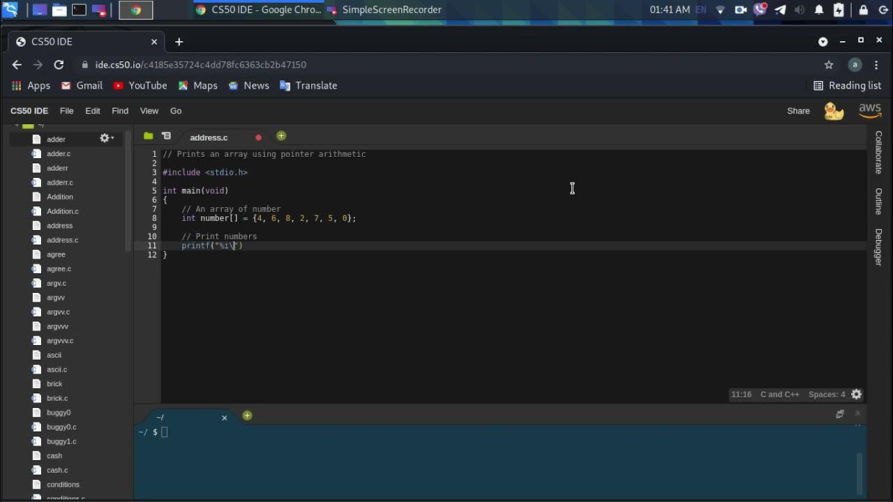 C Language: Printing an array using pointer arithmetic - YouTube