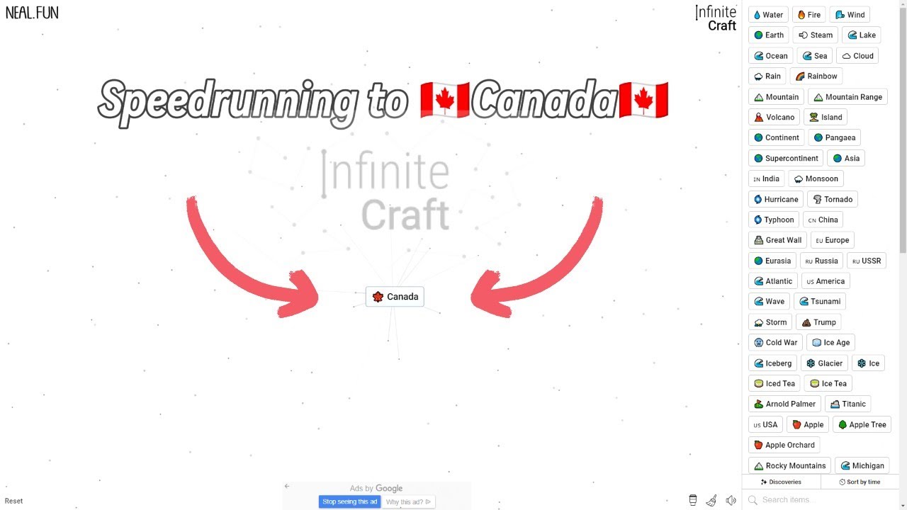 Speedrunning to Canada on Infinite Craft! - YouTube