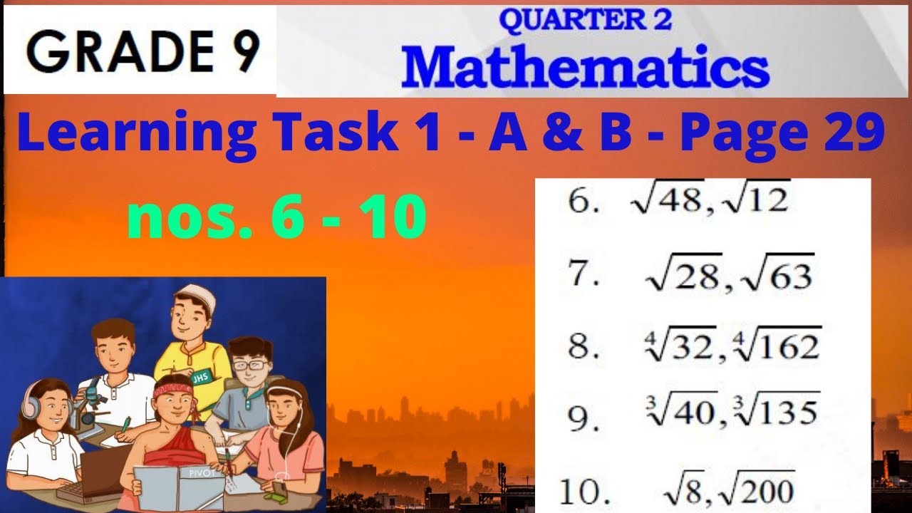 Operations of Radicals - Grade 9 Learning Task 1 - A&B nos. 6-10 page ...