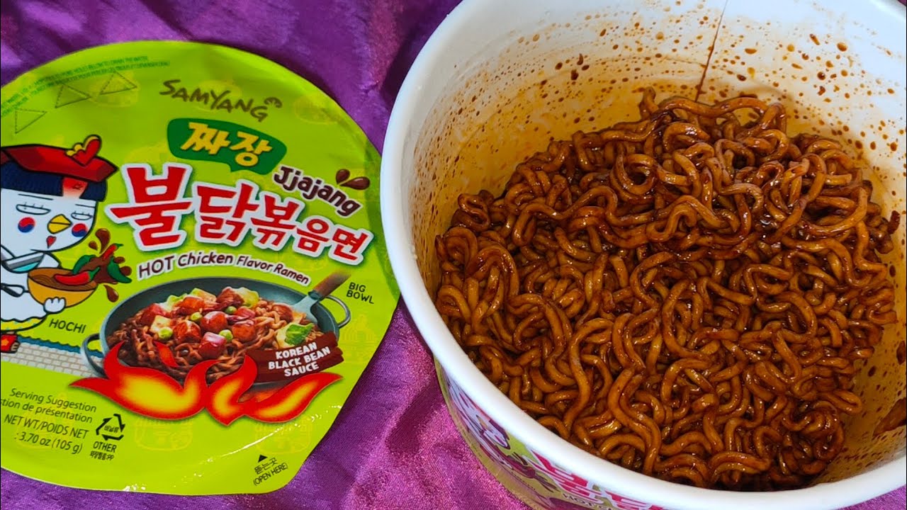 Samyang jjajang hot chicken flavor ramen - YouTube