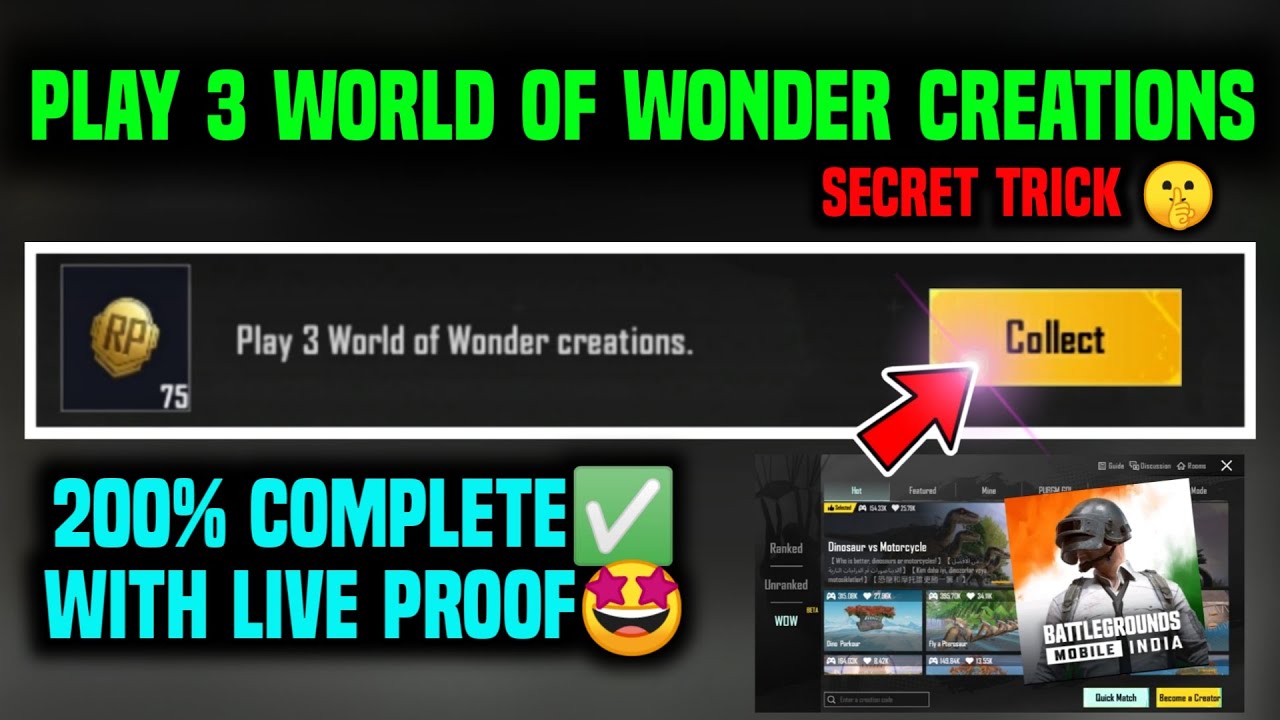 PLAY 3 WORLD OF WONDER CREATIONS BGMI | WORLD OF WONDER CREATION ...