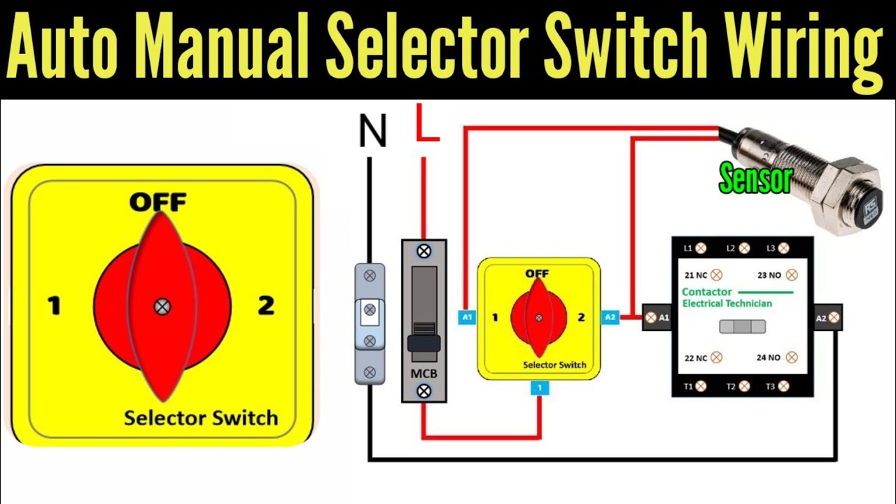 Auto manual selector switch wiring diagram with sensor and magnetic ...