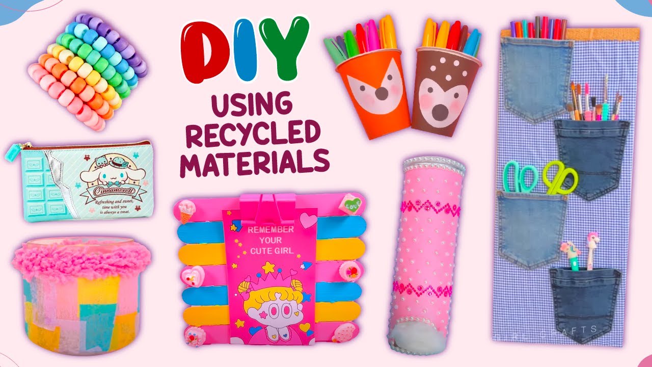 16 DIY CRAFTS USING RECYCLED MATERIALS - Easy and Cute Crafts - YouTube