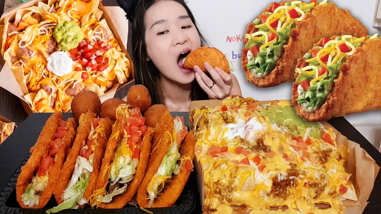 Taco Bell's Nacho with TOO MUCH CHEESE & Naked Chicken Chalupa! Grande Nacho Box & Quesalupa ...