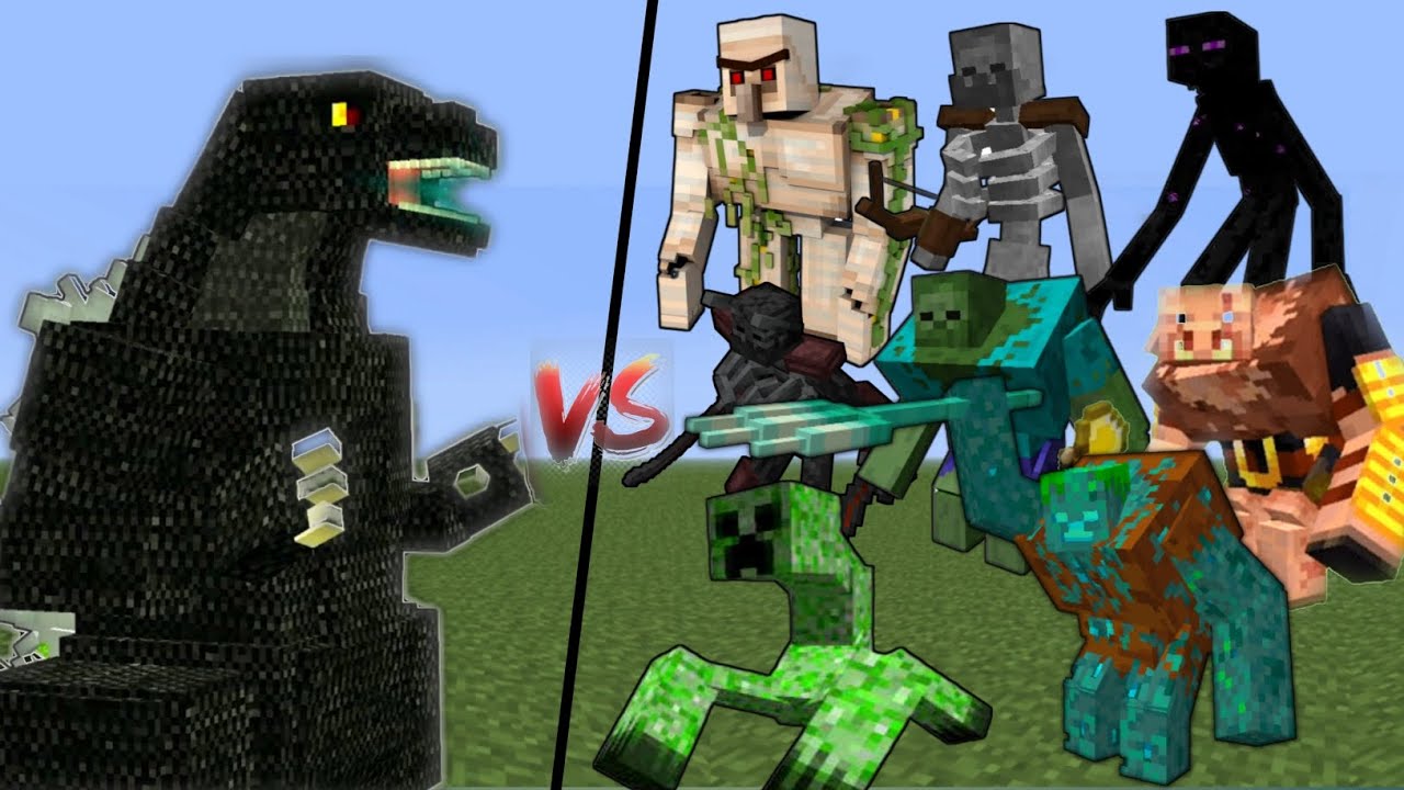 Godzilla vs Mutant Mobs in Minecraft - Minecraft Mutants Mob Battle ...