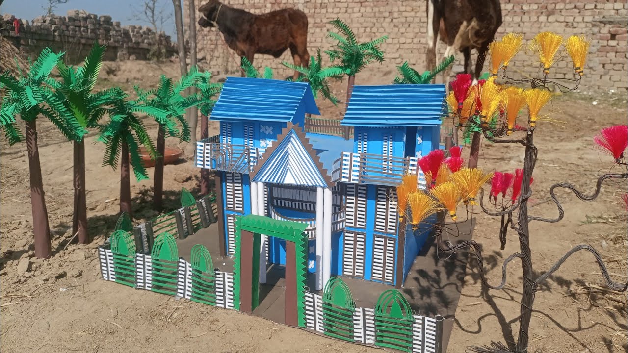 how to make beautiful paper sheet house/40 day house work/double story ...